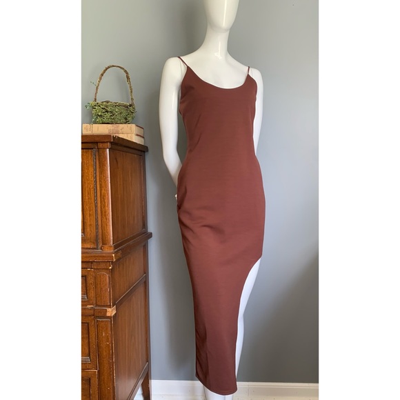 Missguided | Dresses | Missguided Brown Asymmetrical Bodycon Dress ...